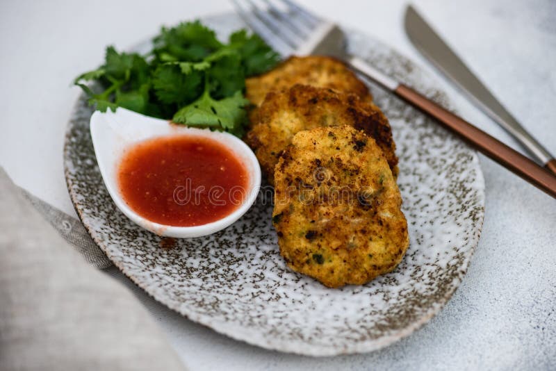 Chicken Cutlet Served on Plate Stock Photo - Image of meal, dinner ...