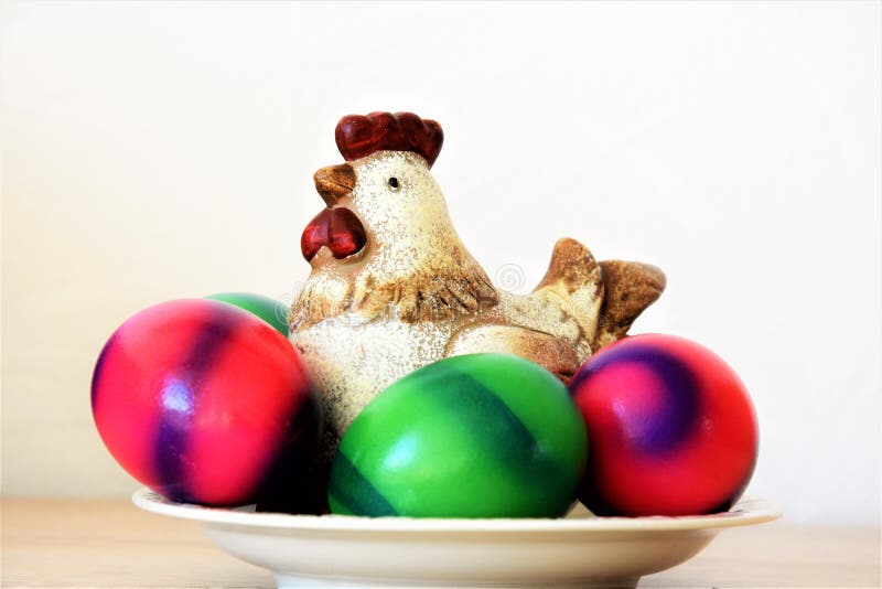 Chicken Decorative and Colored Natural Easter Eggs Stock Image - Image ...