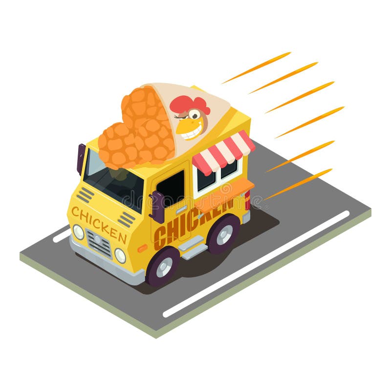 Chicken Delivery Icon, Isometric Style Stock Vector - Illustration of ...