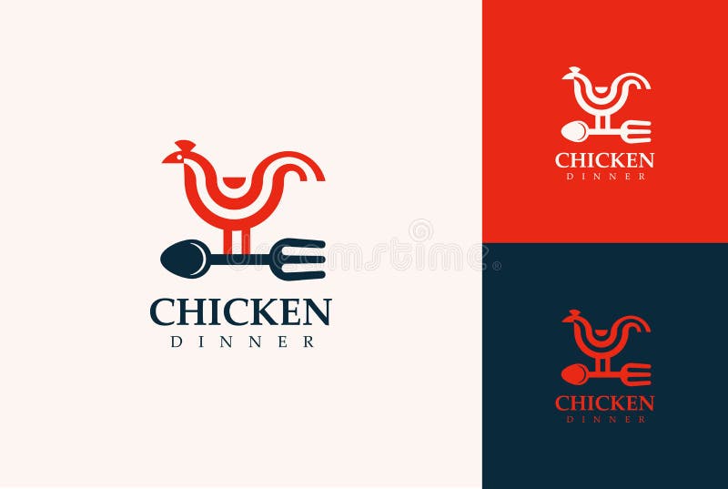 Chicken Dinner Logo Design Concept Vector Stock Illustration ...