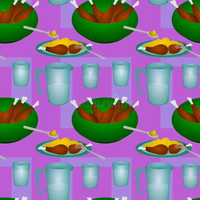 Chicken Dinner Seamless Background Design Stock Illustration ...