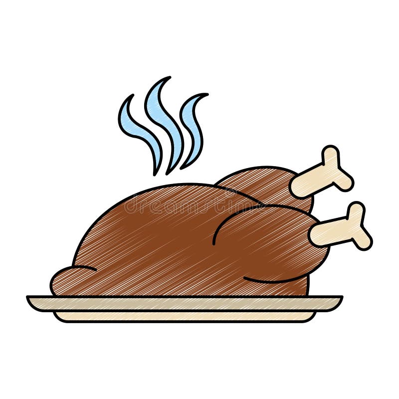Chicken on dish scribble stock vector. Illustration of aliment - 145528744