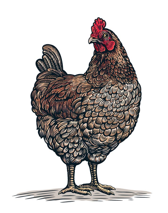 Chicken Drawn in a Engraved Style Stock Vector - Illustration of ...