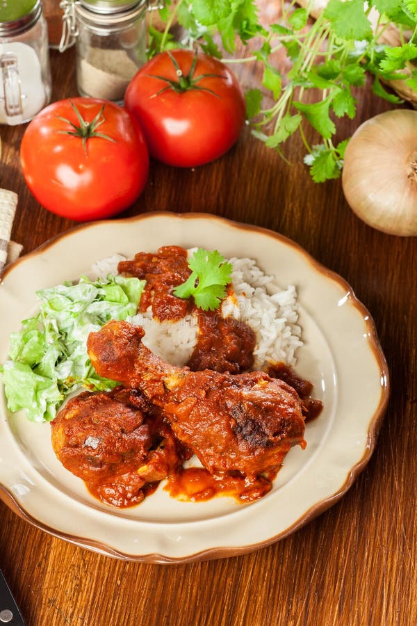 Chicken Drumstick Curry with Rice Stock Photo - Image of coconut ...