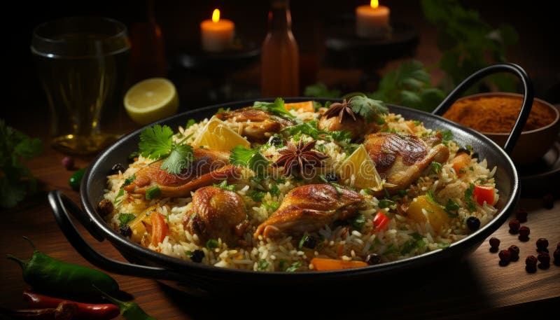 Chicken Dum Biriyani Generative AI Stock Illustration - Illustration of ...