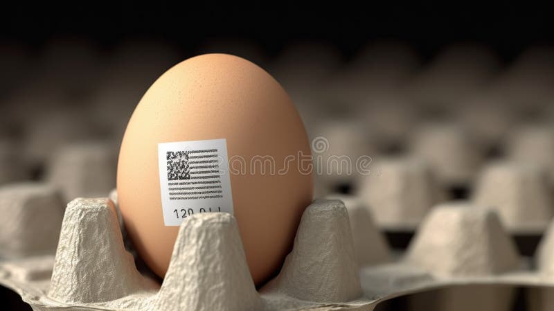 Chicken Egg with Barcode Sticker. Quality Control Concept. Gener Stock ...