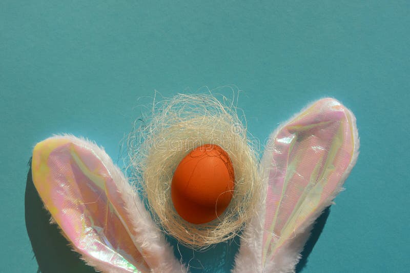 Chicken Egg and Rabbit Ears. Happy Easter. Preparation for the Spring ...