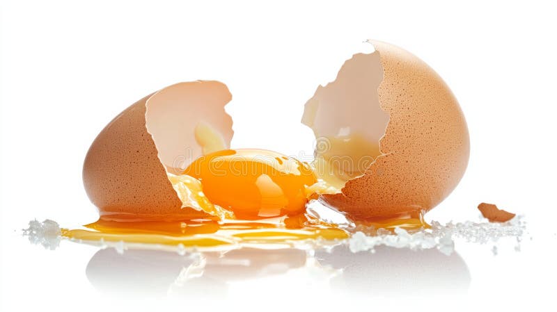 Chicken Egg Shell Cracked in Half, Egg Yolk and White Dropping Out ...