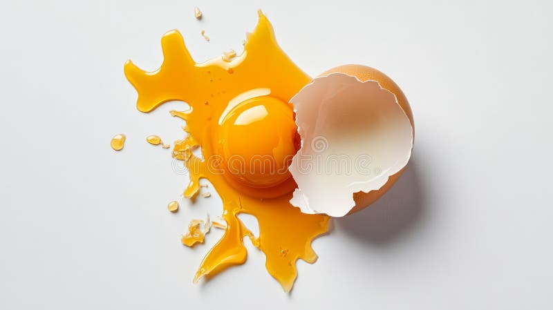 Chicken Egg Shell Cracked in Half, Egg Yolk and White Dropping Out ...