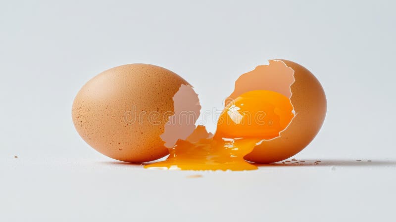 Chicken Egg Shell Cracked in Half, Egg Yolk and White Dropping Out ...