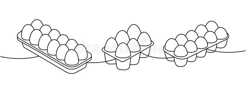 Chicken Eggs in Boxes One Line Continuous Drawing. Boiled Eggs, Broken ...