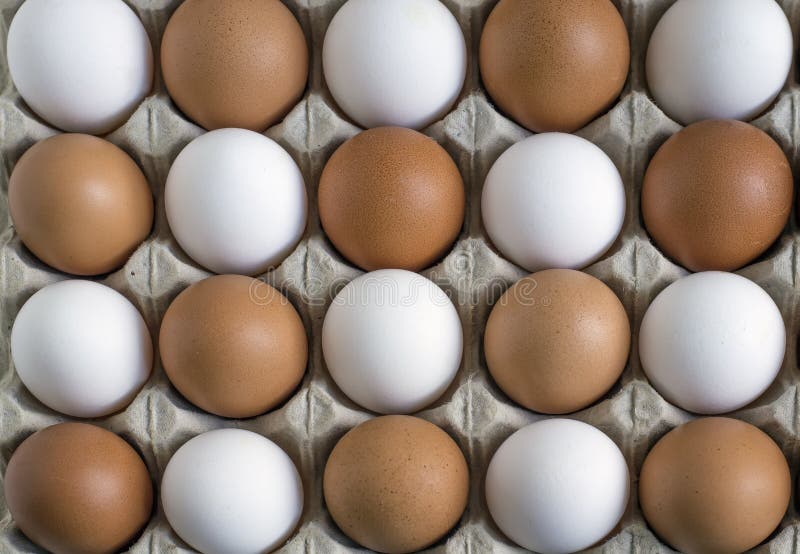 Chicken Eggs, Laid in a Staggered Manner in the Container Stock Photo ...