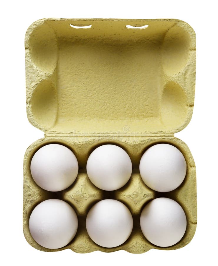 Chicken Eggs in an Open Box on a White Background. Top View Stock Image ...