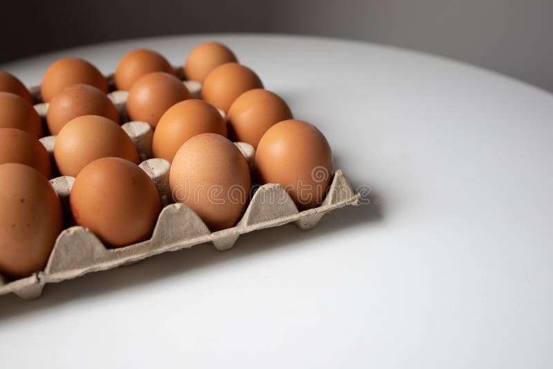 Chicken Eggs in a Paper Tray Side View Stock Photo - Image of grocery ...