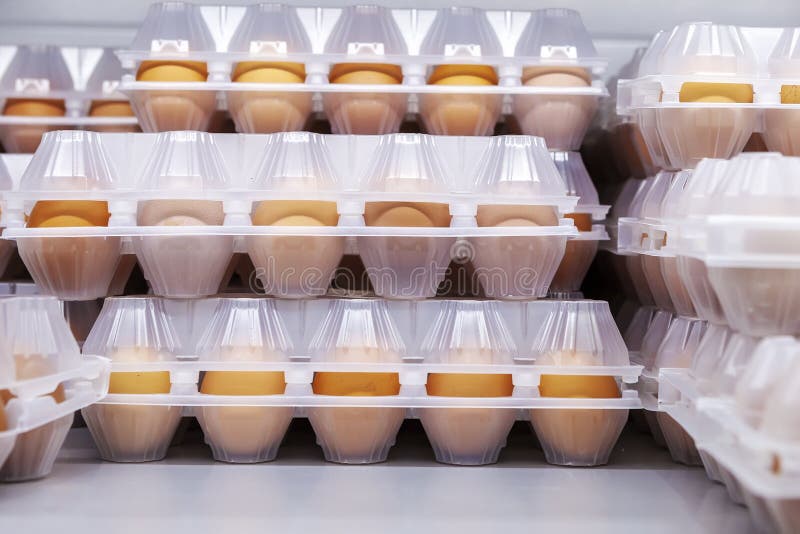 Chicken Eggs in Plastic Packaging. Front View. Stock Image - Image of ...