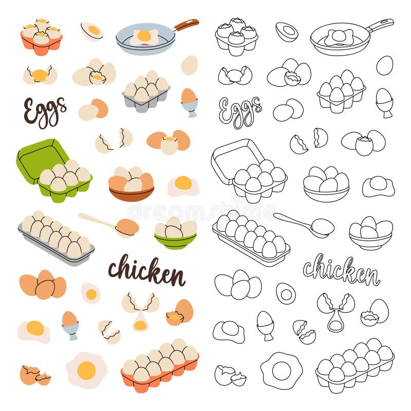 Vector set of omelette stock vector. Illustration of dinner - 118249531