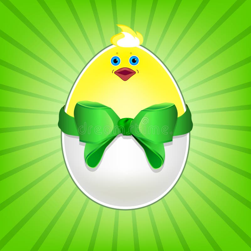 Chicken in Eggshell with Bow Stock Vector - Illustration of design ...