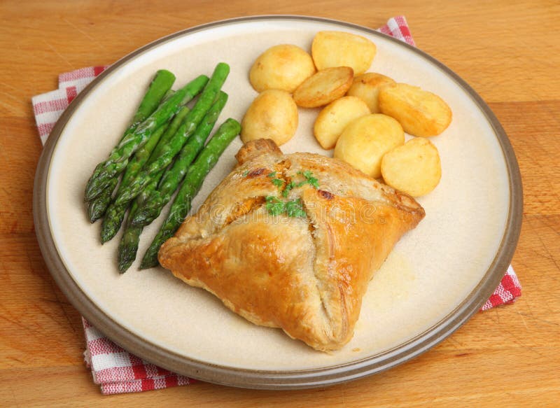 Chicken Encroute Pastry Parcel with Vegetables Stock Image - Image of ...