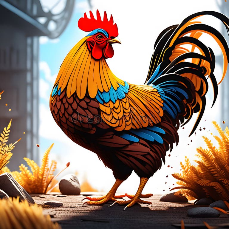 Chicken farm, AI-generatet stock illustration. Illustration of cluck ...