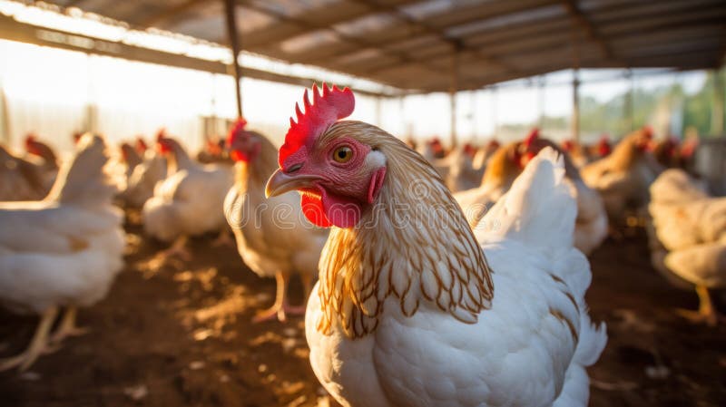 Chicken Farm with a Close - Up Shot of a Chicken House. Generative AI ...