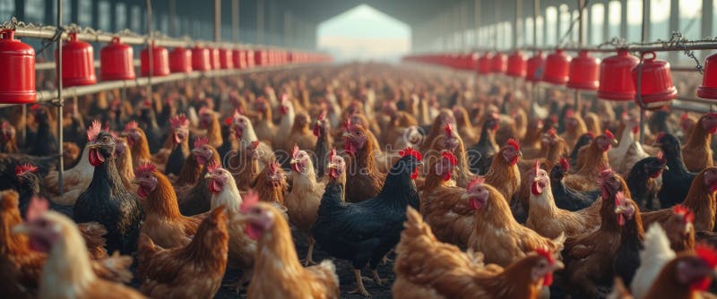 Chicken Farm with Crowded Poultry Stock Photo - Image of environment ...
