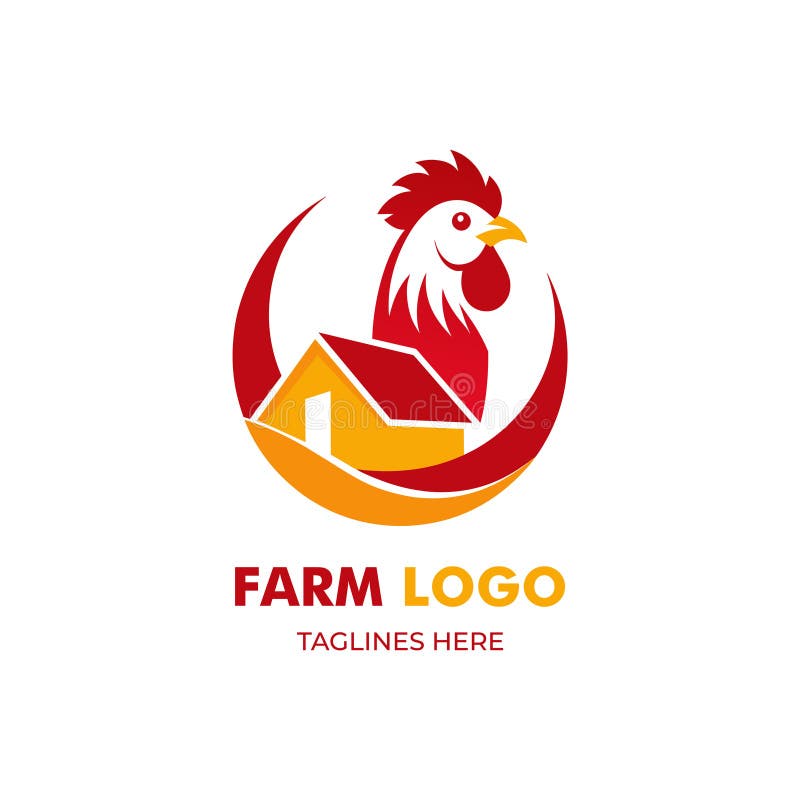 A Creative Red-Yellow Chicken Farm Logo Stock Vector - Illustration of ...
