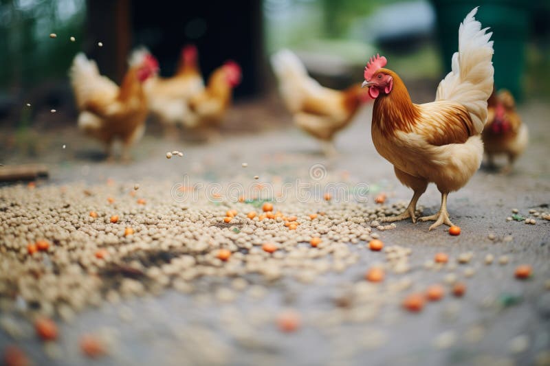 Chicken Feed Scattered in a Domestic Farmyard Stock Image - Image of ...