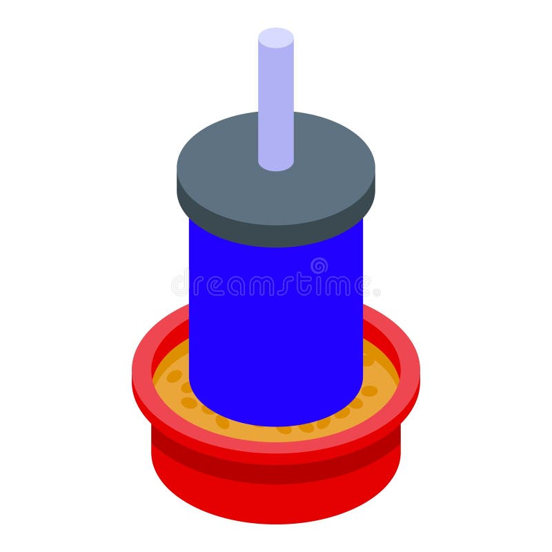 Chicken Feeding Plastic Pot Icon Isometric Vector. Nature Village Stock ...