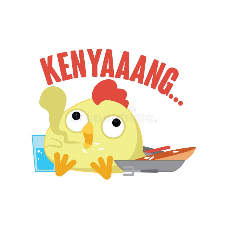 Chicken Feeling Full from Eating. Vector Illustration Decorative Design ...
