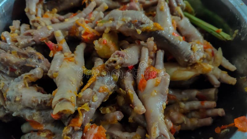 Chicken Feet Cooked with a Spicy Taste Stock Image - Image of chicken ...