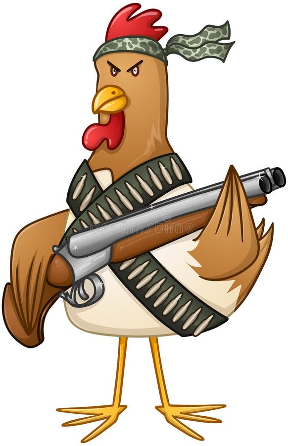Chicken Fighter with a Shotgun Stock Vector - Illustration of hold ...