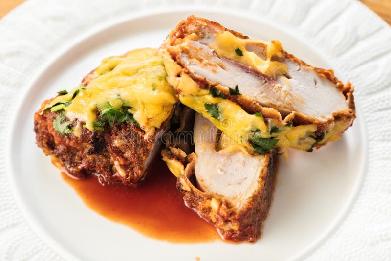 Chicken Fillet with Cheese Closeup Stock Image - Image of meat, chicken ...