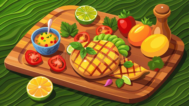 A Chicken Fillet Grilled on a Cedar Plank, Served with a Tangy Mango ...