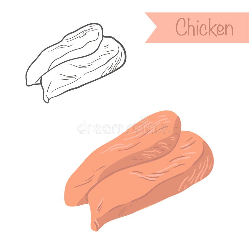 Chicken Fillet Icon in Cartoon Style Isolated on White Background ...