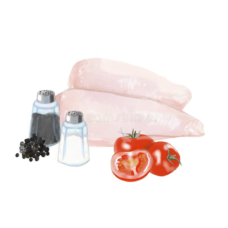 Chicken Fillet Meat Part Breast Top View on Wooden Board in Cartoon ...