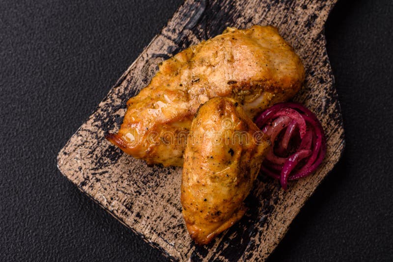 Chicken Fillet Pieces Marinated with Salt and Spices Stock Image ...