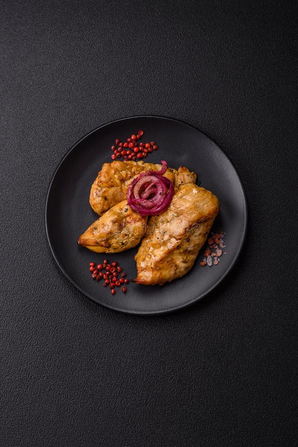Chicken Fillet Pieces Marinated with Salt and Spices Stock Photo ...