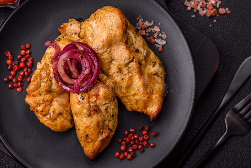 Chicken Fillet Pieces Marinated with Salt and Spices Stock Photo ...