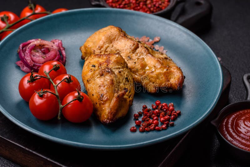Chicken Fillet Pieces Marinated with Salt and Spices Stock Photo ...