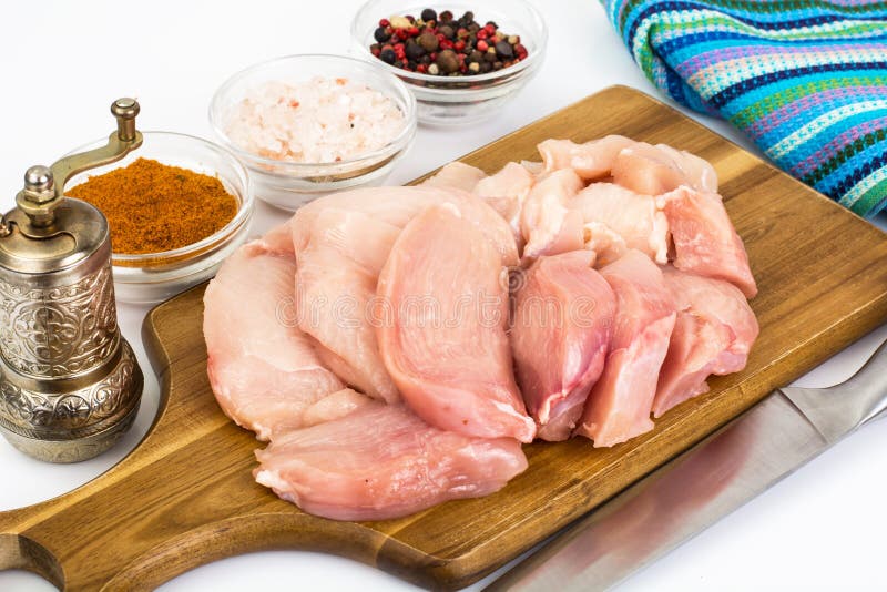 Chicken Fillet Pieces with Spices for Cooking Stock Photo - Image of ...