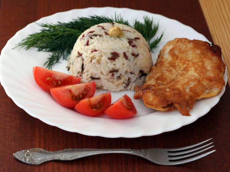 Chicken fillet with rice stock image. Image of recipe - 30872571