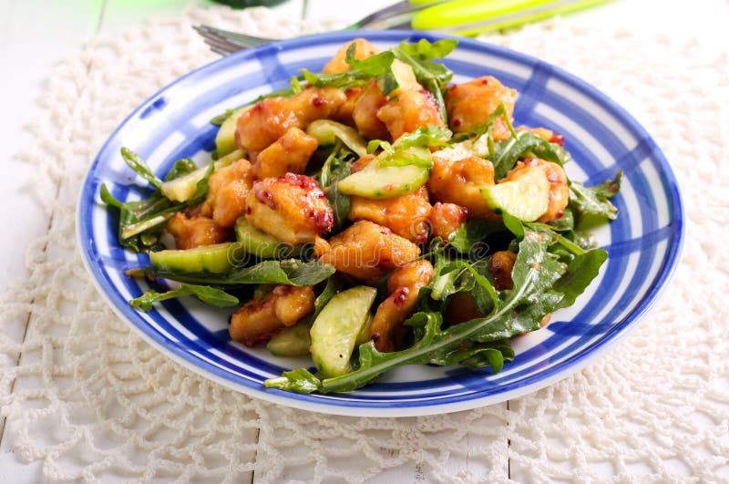 Chicken Fillet, Rocket and Cucumber Salad Stock Photo - Image of sweet ...