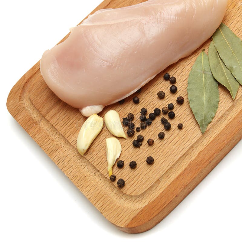 Chicken Fillet and Spice on a Wooden Board Stock Image - Image of meat ...