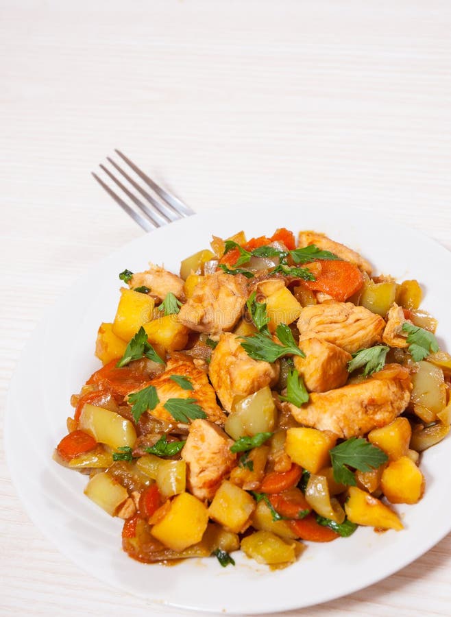 Chicken Fillet with Vegetables Stock Photo - Image of food, onion: 58964866