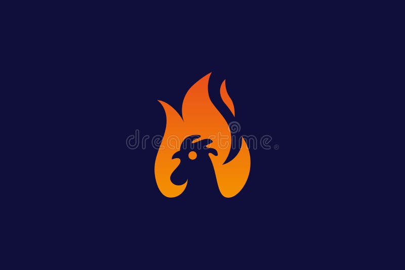 Chicken Fire Logo Design . Creative Chicken Head with Flame or Fire in ...