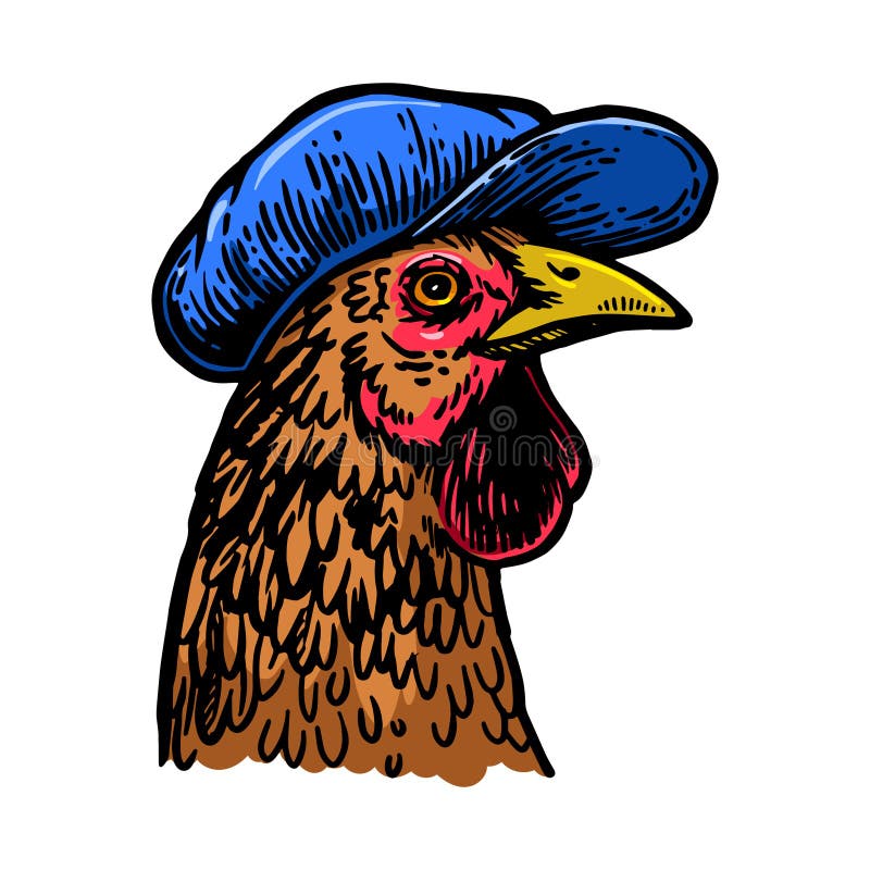 Chicken in Flat Cap Engraving Vector Stock Vector - Illustration of ...