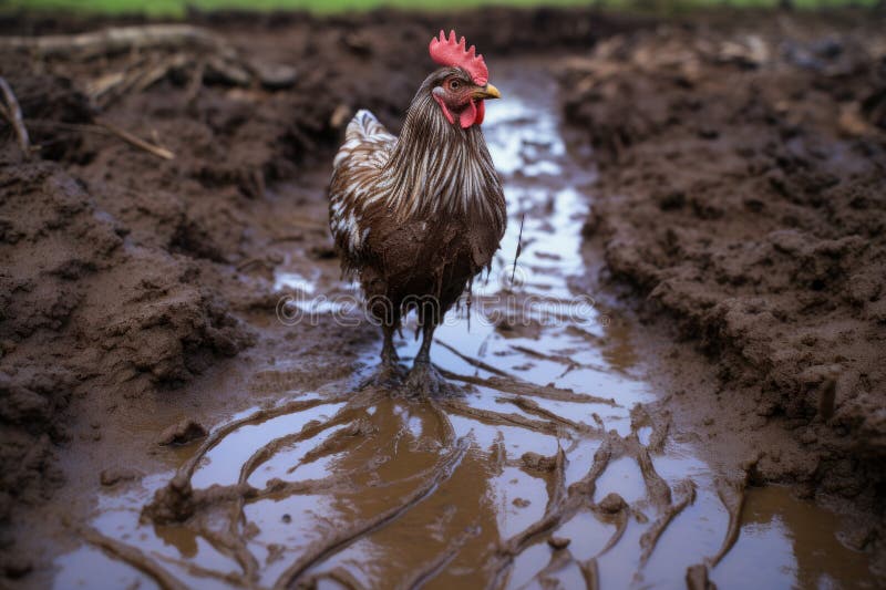 Chicken Footprints in the Mud after Rain Stock Illustration ...