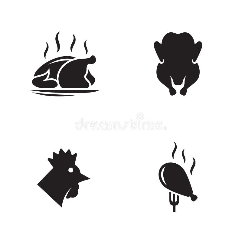Chicken, Fried Chicken Icons Set Stock Illustration - Illustration of ...