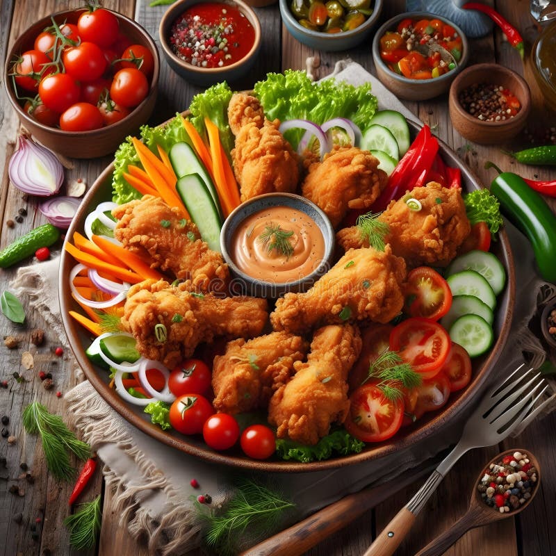 Chicken Fried stock image. Image of sause, fried, plate - 358113759