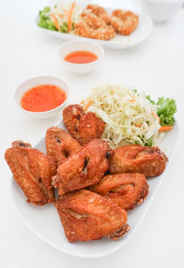 Chicken fried with salad stock photo. Image of fried - 196113356